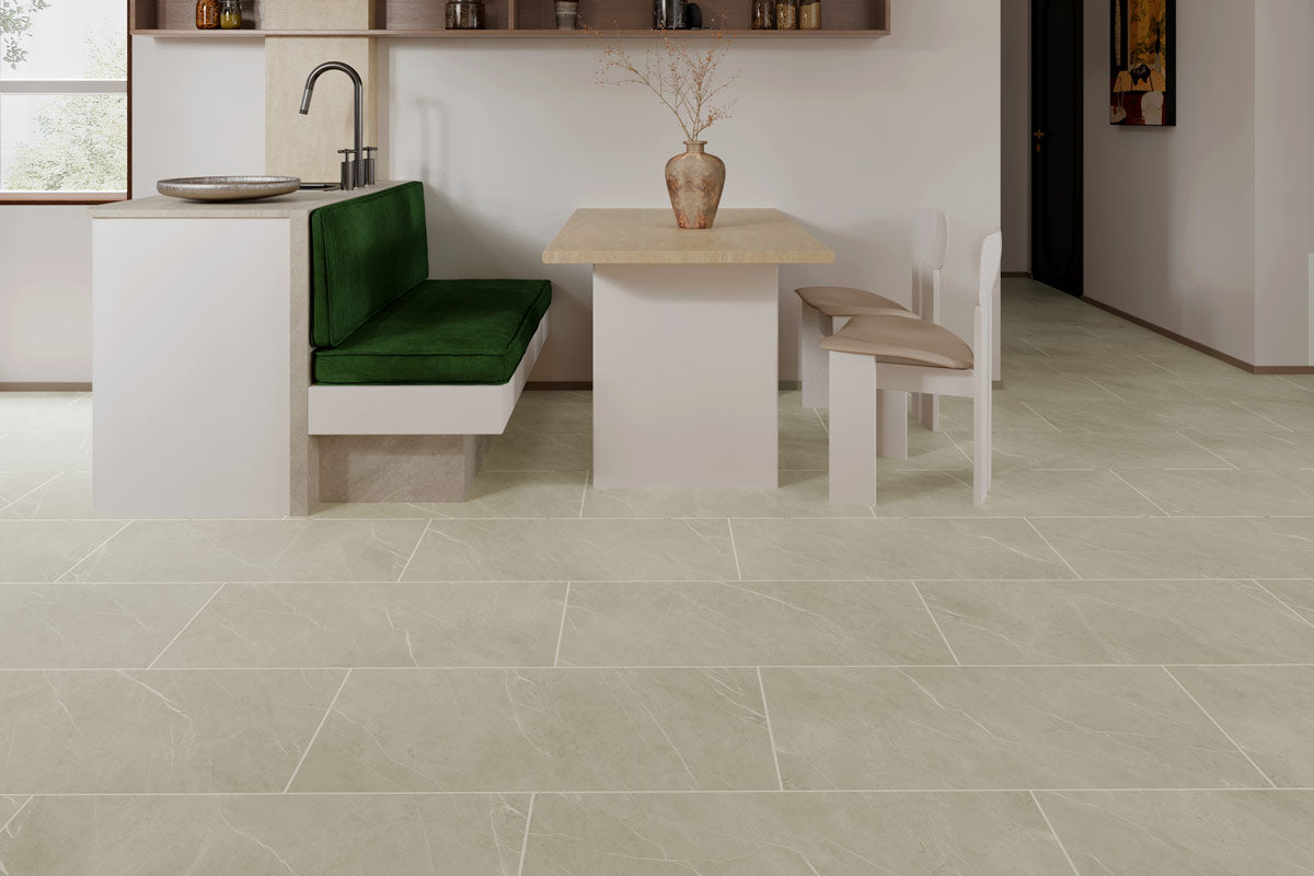 Audacity Rigid Core Pre-Grout Click Vinyl Flooring Cream Stone Tile Bu