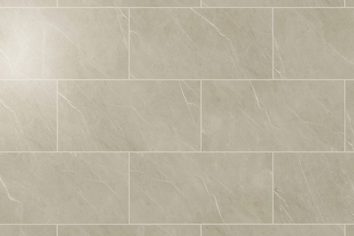 Audacity Rigid Core Pre-Grout Click Vinyl Flooring Cream Stone Tile Bu