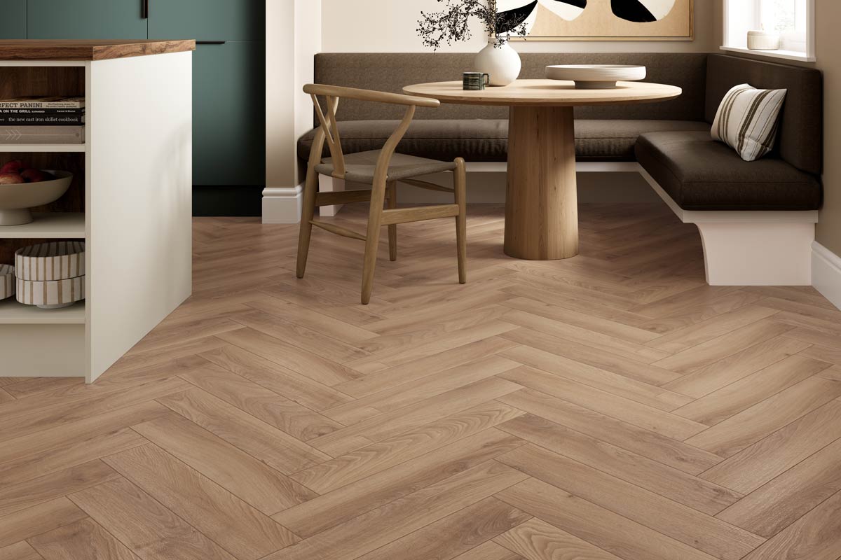 Series Woods 8mm Herringbone Laminate Flooring Golden Oak