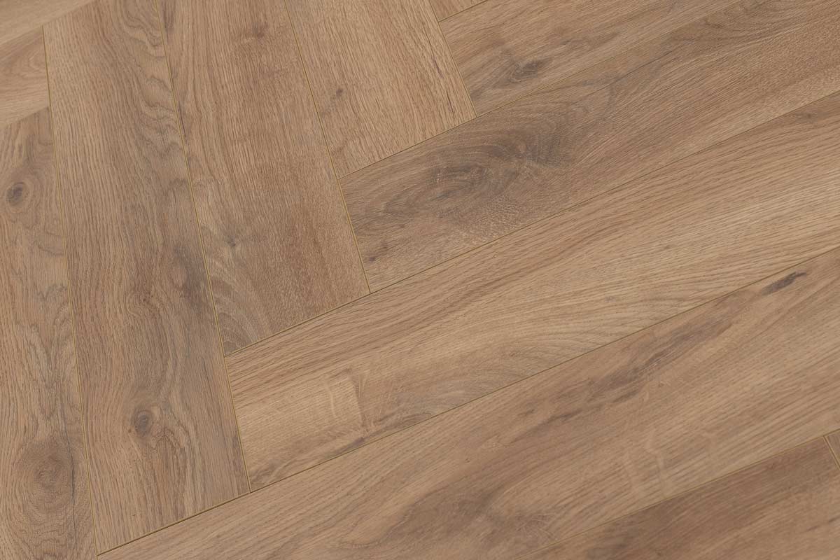 Series Woods 8mm Herringbone Laminate Flooring Golden Oak