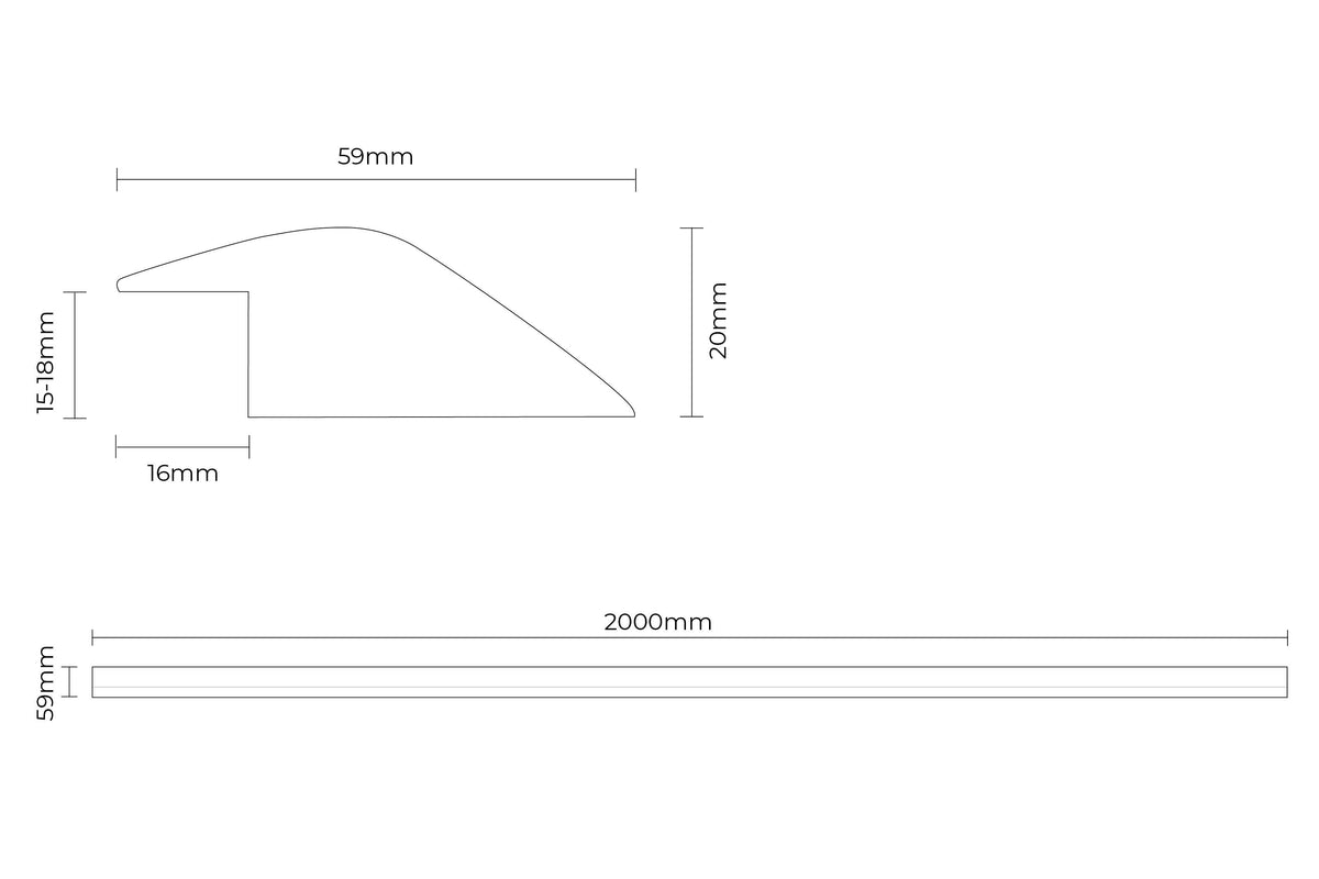 Solid Hardwood Ramp Profile Oak 2m