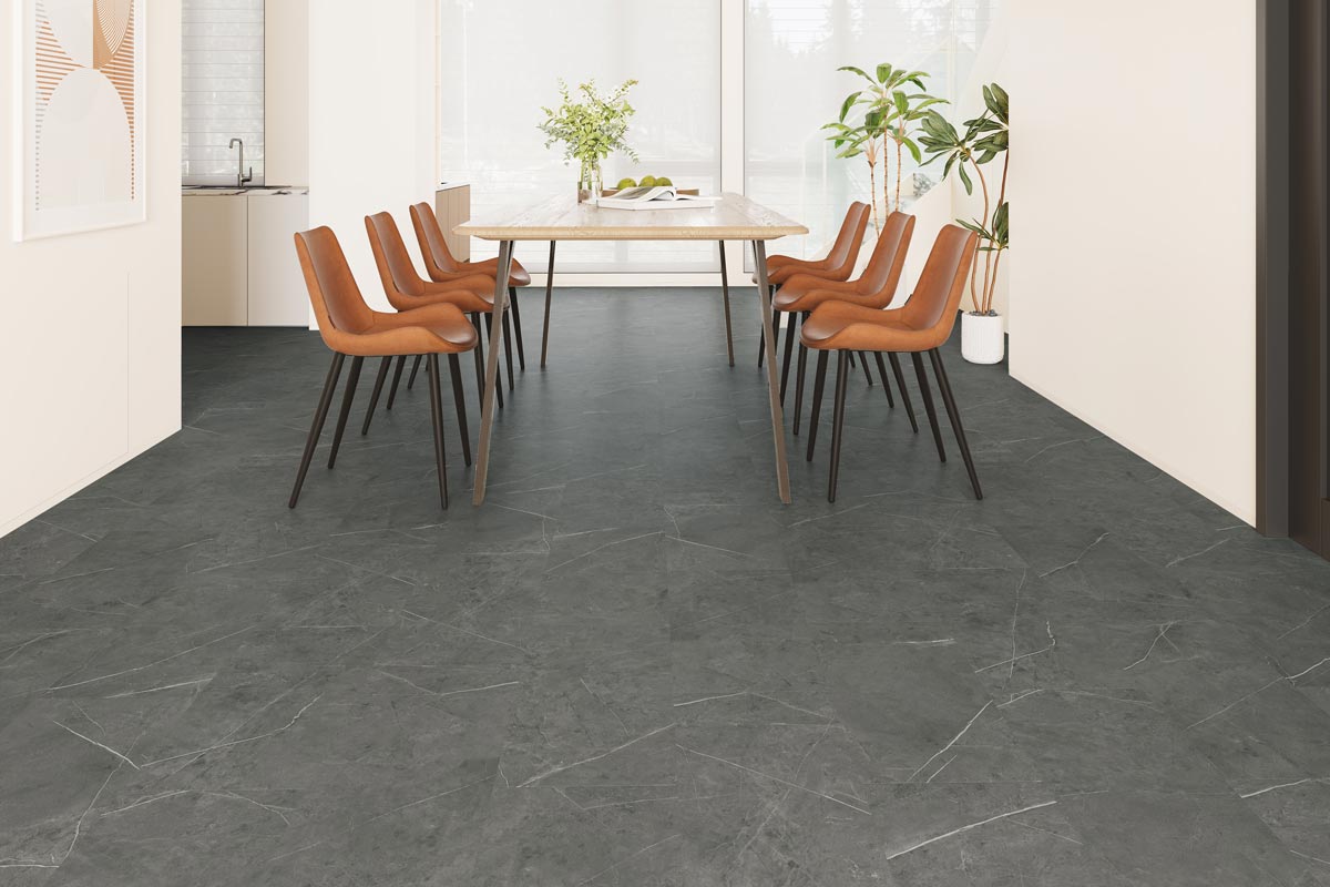 Spectra Luxury Rigid Core Click Vinyl Slate Grey Tile Built-In Underla