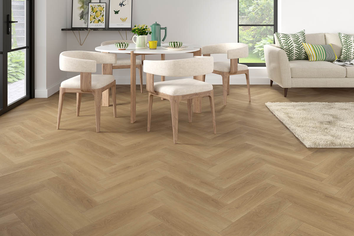 Spectra Luxury Rigid Core Click Vinyl Classic Oak Herringbone Built-in