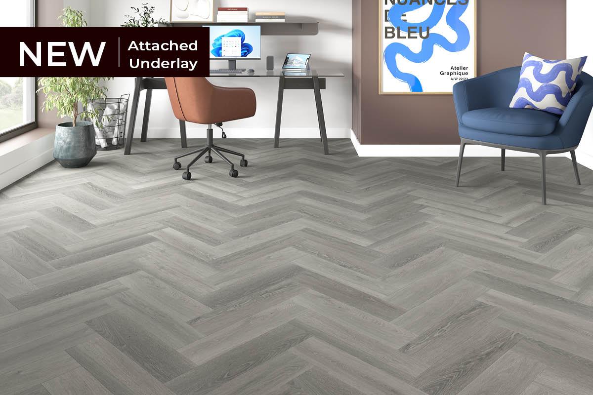 Spectra Luxury Rigid Core Click Vinyl Flooring Pewter Grey Herringbone ...