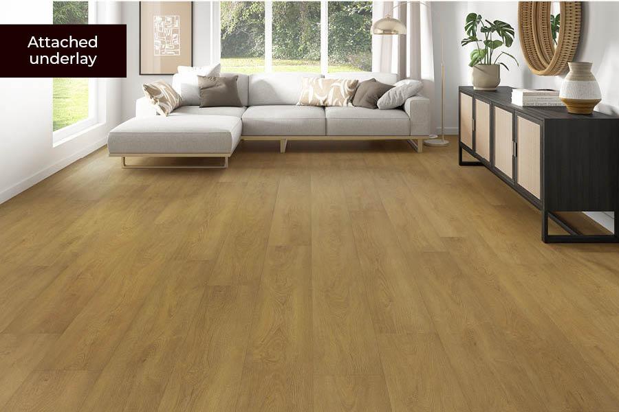 Spectra Luxury Rigid Core Click Vinyl Warm Oak Plank Built-in Underlay