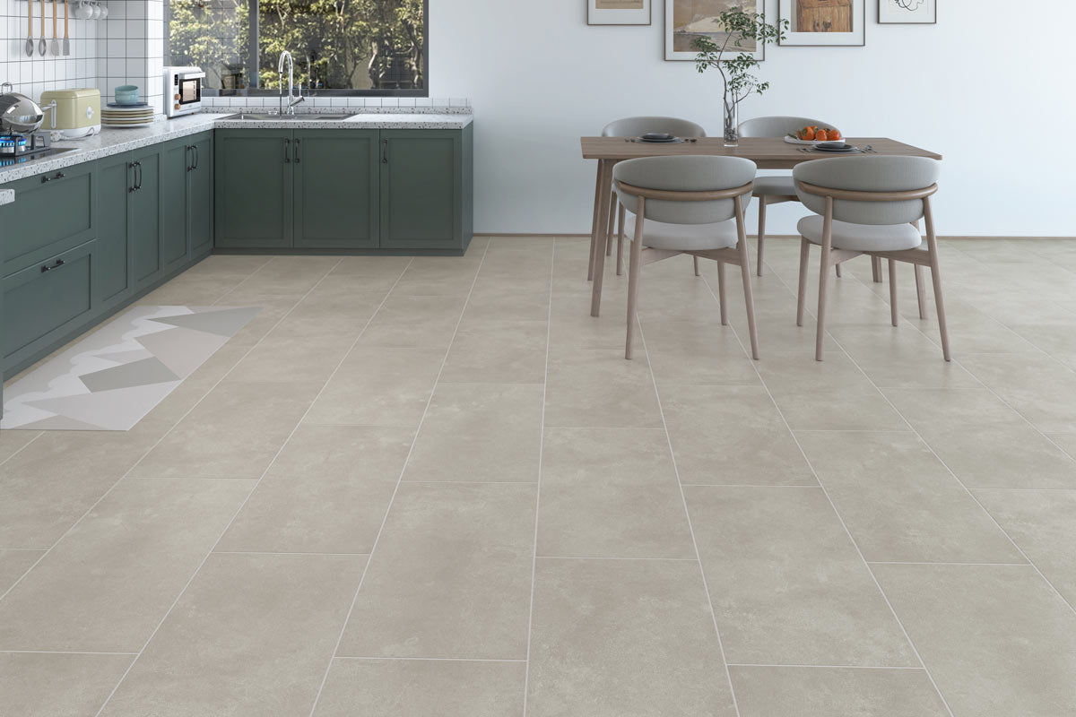 Audacity Rigid Core Pre-Grout Click Vinyl Stone Grey Tile Built-in Und