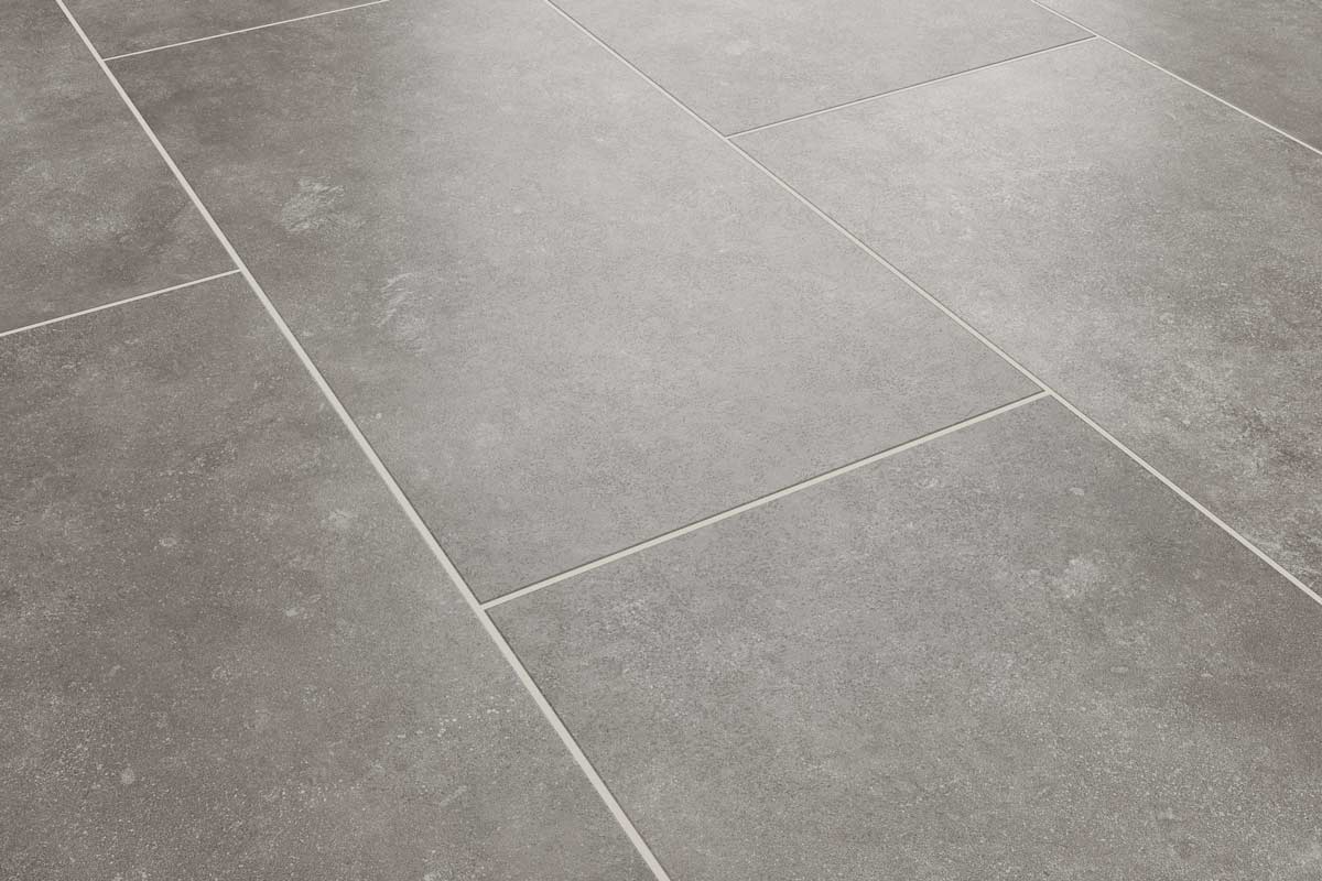 Audacity Rigid Core Pre-Grout Click Vinyl Iron Grey Tile Built-in Unde